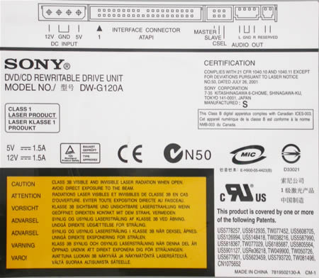 SONY DW-G120A | CdrInfo.com